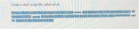 Solved Create A Shell Script File Called Q4sh Write A Bash