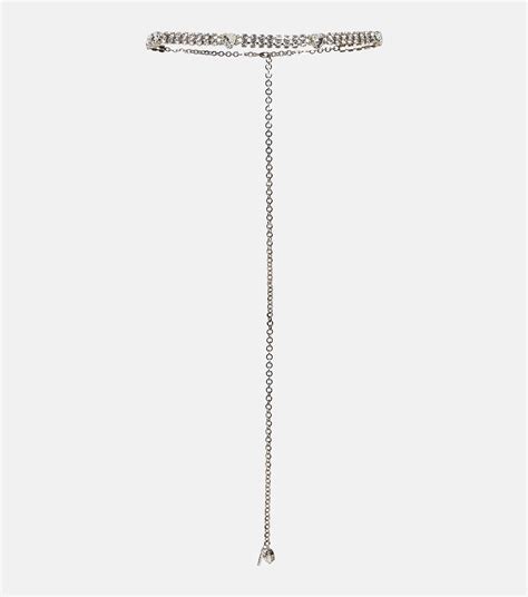 Crystal Embellished Belt In Silver Alessandra Rich Mytheresa