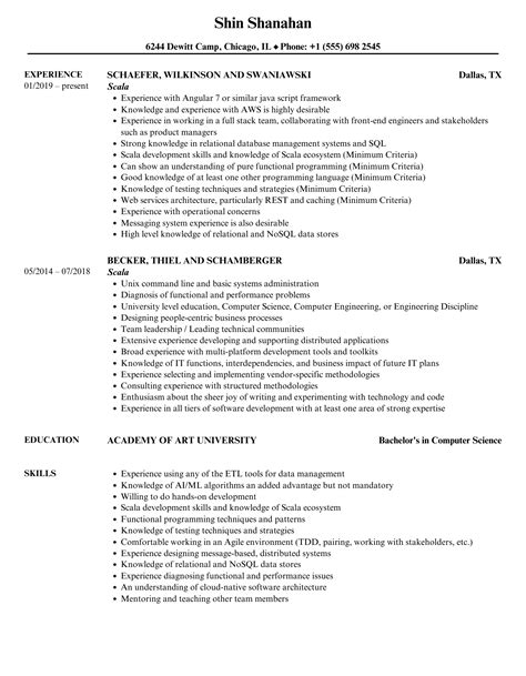 Scala Resume Samples Velvet Jobs