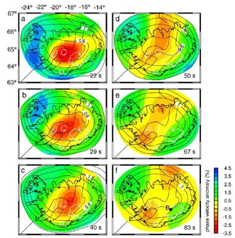 Phase Velocity Maps Of Iceland At Six Different Periods Obtained From