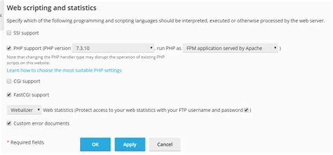 Web Scripting Settings Plesk Obsidian Documentation