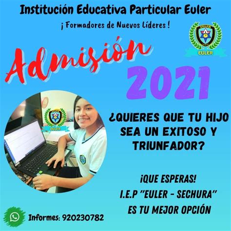 Iep Euler Proceso De AdmisiÓn 2021 🚀 😎😎 Nivel Secundaria En El Colegio Privado Euler