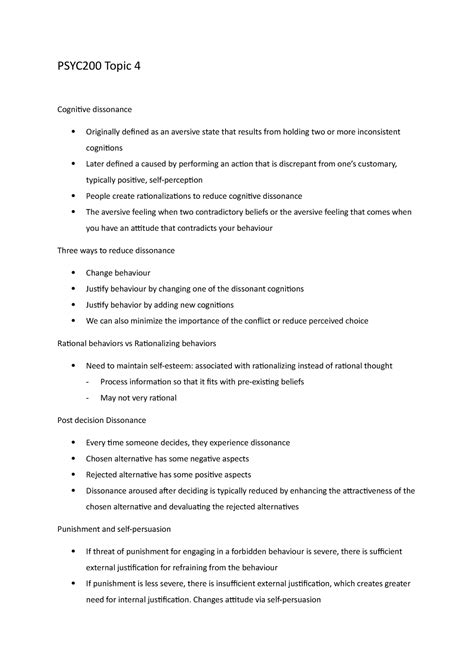 Psyc200 Topic 4 Cognitive Dissonance Psyc200 Topic 4 Cognitive Dissonance Originally Defined