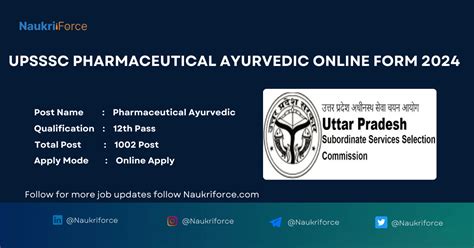 Upsssc Pharmaceutical Ayurvedic Online Form 2024 Apply Now
