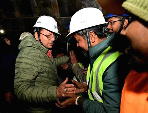 Uttarakhand Chief Minister Pushkar Singh Dhami With Rescue Officials