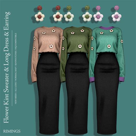 Rimings Rimings Flower Kint Sweater And Long Rimings