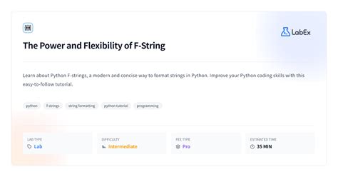 Python F String 문자열 서식 지정 튜토리얼 Labex