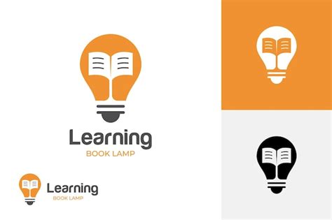 Lijn Gloeilamp Leren Logo Ontwerp Leesboek Met Lamp Licht Logo