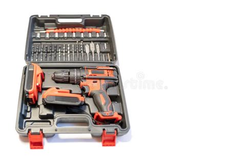 Tool Case With Electric Drill Of Batteries Without Cables And Different