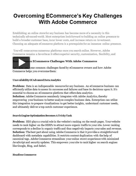 PPT Overcoming ECommerces Key Challenges With Adobe Commerce PowerPoint Presentation Free