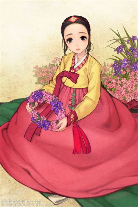 한복 Hanbok Korean Traditional Clothes Dress Woohnayoung 흑요석 — A Girl