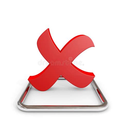 3d Red Cross Mark In Chrome Checkbox Royalty Free Stock Images Image