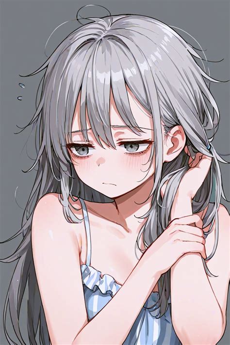 Rule 34 1girls Ai Generated Cute Female Flanofart Grey Eyes Grey Hair Sfw Shy Sleepygirl