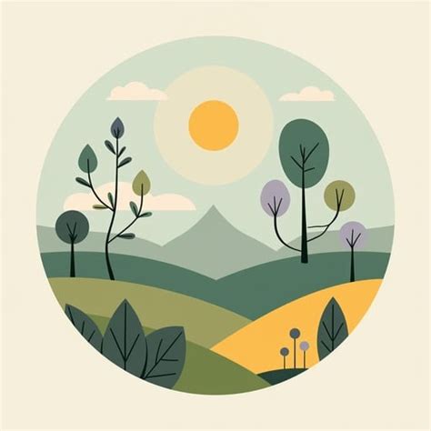Free Serene Circular Landscape Image Minimalist Landscape Circular