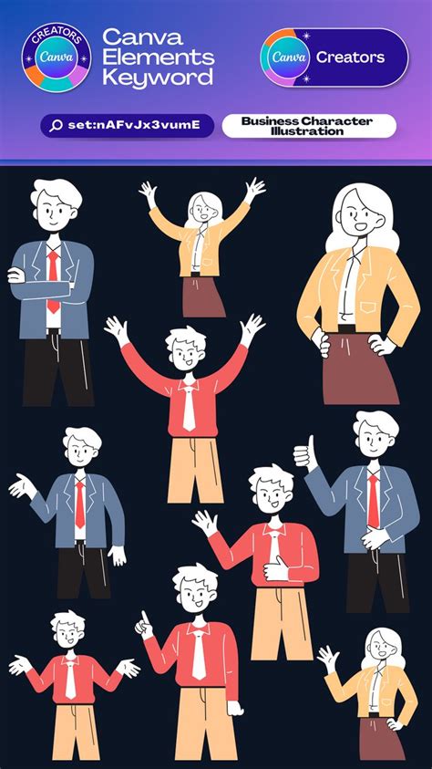 canva elements keyword business character illustration set