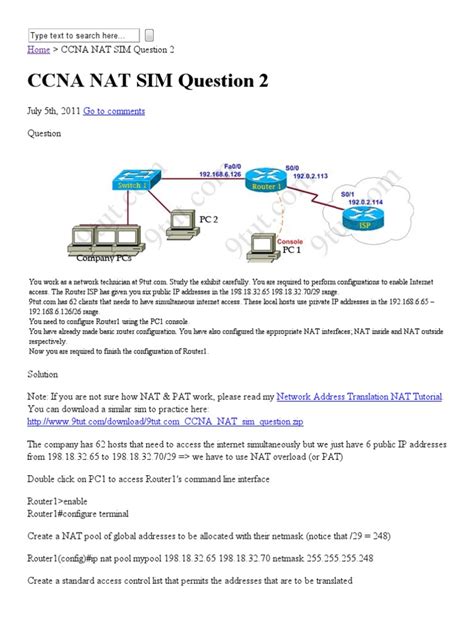 ccna training ccna nat sim question 2 pdf ip address network