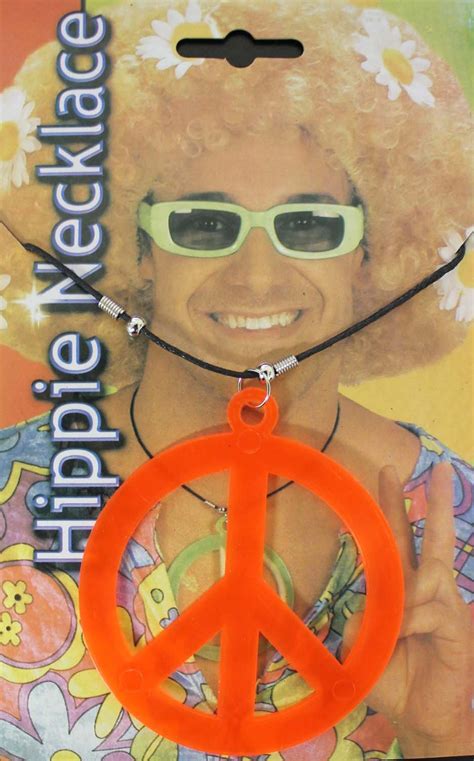 Peace Sign Hippie Necklace Orange Pack Of 12