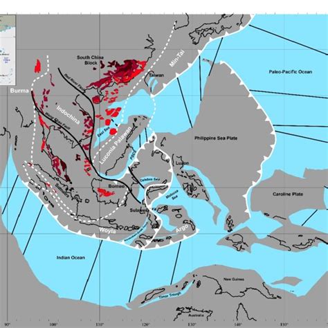 Main Blocks Reconstruction Of Sea By The Middle Of Cretaceous Showing