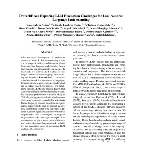 Proverbeval Exploring Llm Evaluation Challenges For Low Resource Language Understanding Acl