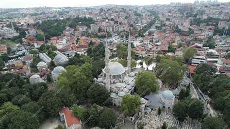 Premium Photo Eyup Sultan Mosque Eyup Sultan Mosque And Square Aerial