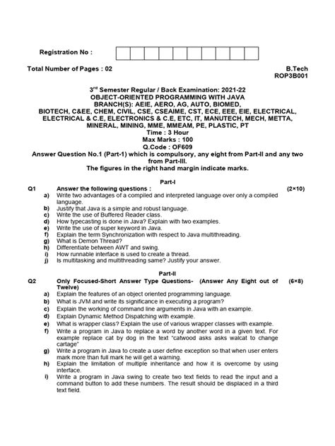 Object Oriented Programming With Java Aut Cse Civ Che Ele Etc Mec Mme Pe 3rd 21 22 Pdf