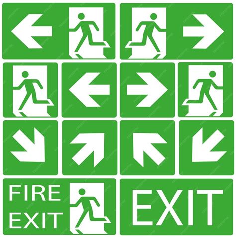 Premium Vector Emergency Evacuation Sign Symbols Exit Signs