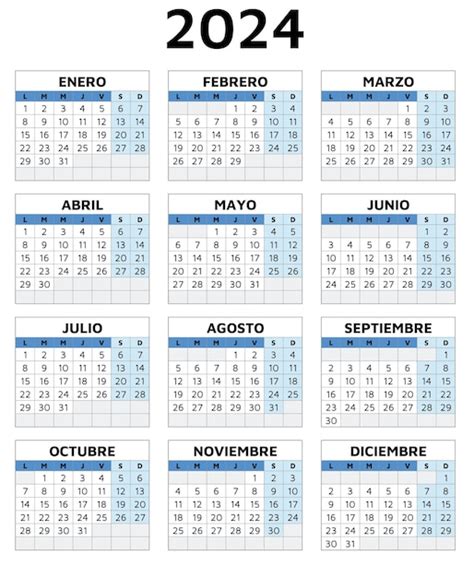 Calendario Spagnolo Del 2024 Illustrazione Di Modello Vettoriale
