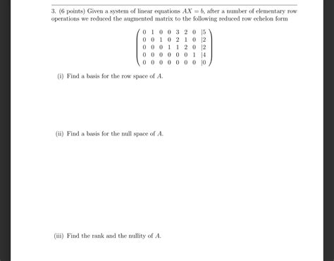 solved 6 ﻿points ﻿given a system of linear equations ax b
