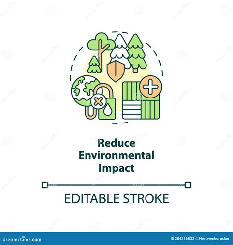 thin line editable reduce environmental impact icon concept stock