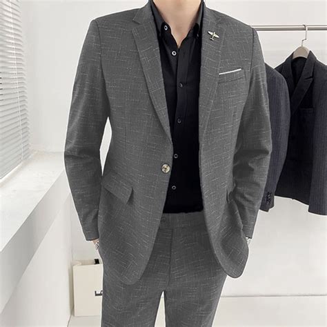 Mens Suit Jacket Vest Pants Fashion Boutique Plaid Casual Business