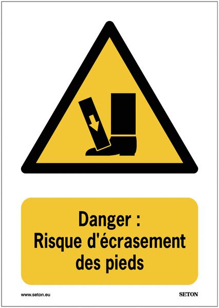 Panneaux A A A Danger Risque d écrasement des pieds Seton Belgique