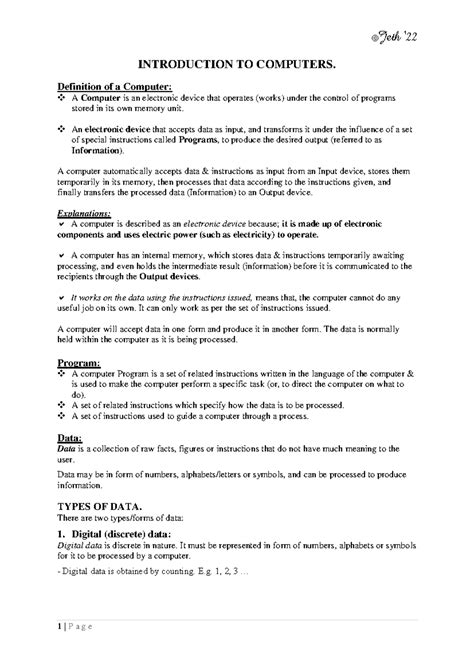 Introduction To Computers Introduction To Computers Definition Of A Computer A Computer Is