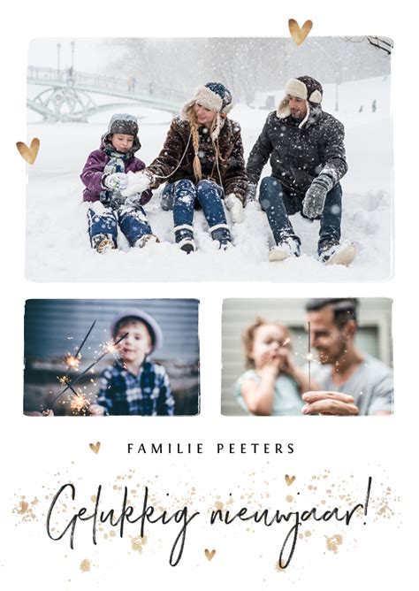 Nieuwjaarskaart Met Fotocollage En Goudlook Kaartje Go