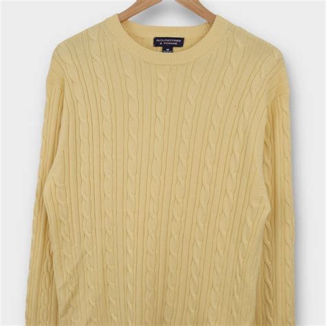 Vintage Roundtree Yorke Cable Knit Sweater Mens Depop