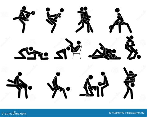 Cartoon Different Sex Poses Or Position Couple Set Concept Of Passion