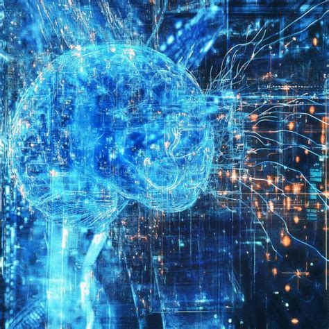 Futuristic Blue Digital Brain with Neural Connections and Circuitry ...