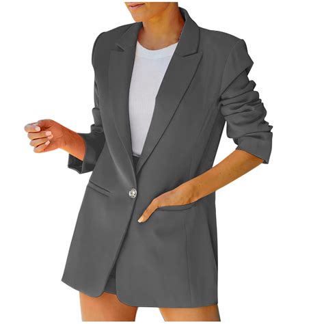 Hot6sl Womens Blazers For Work Casual Womens Solid Color Casual Long