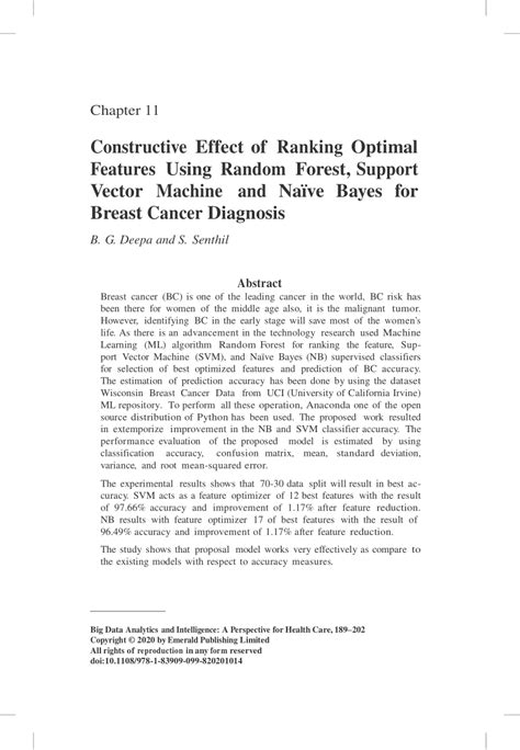 Pdf Constructive Effect Of Ranking Optimal Features Using Random