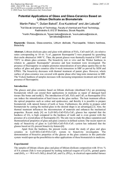 Potential Applications Of Glass And Glass Ceramics Based On Lithium