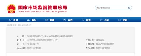 市场监管总局通报10批次不合格食品！涉及“干货猩球”“牛車水”“羚滋”“养力”等品牌生产的规定国家标准