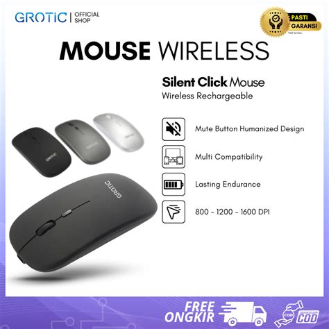 Jual Grotic Mouse Wireless X1 Silent Rechargeable 2 4ghz 1600dpi Dengan Receiver Usb Untuk Pc