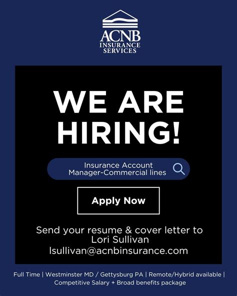🚨🚨🚨we Are Hiring🚨🚨🚨 Insurance Account Manager Commercial Lines We Are