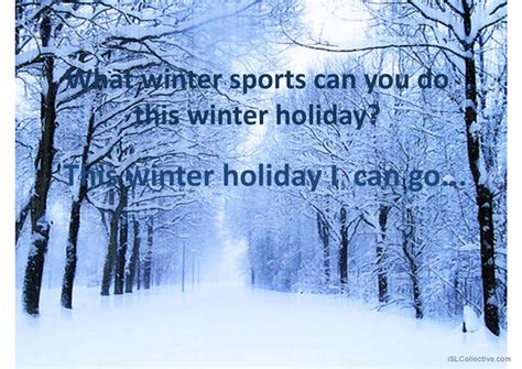Winter Holiday Plans General Speakin English Esl Powerpoints
