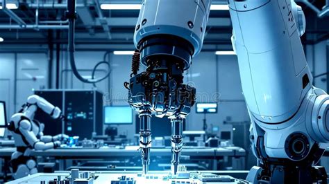 Close Up Of A Robotic Arm Assembling A Circuit Board In A High Tech Factory Stock Footage