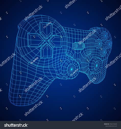 Game Controller Gamepad Videogames Wireframe Low Stock Vector Royalty