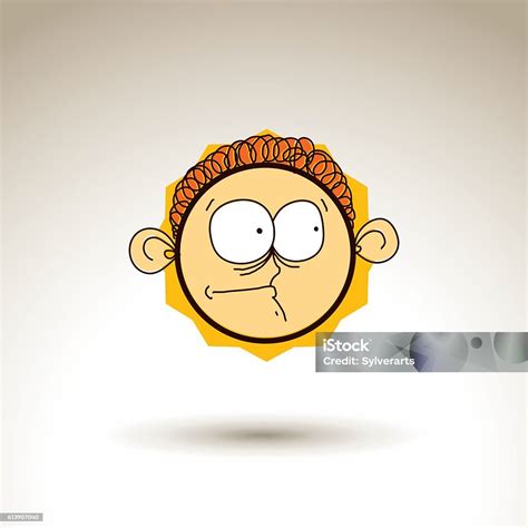 Vector Artistic Colorful Drawing Of Curious Person Face Stock