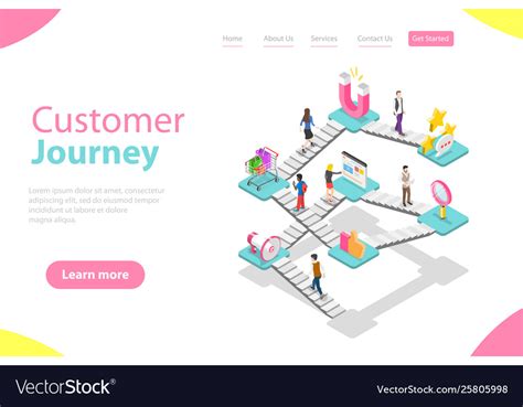 Isometric Flat Landing Page Template Royalty Free Vector