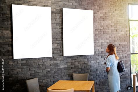 Blank Advertising Panel Mock Up Menu Frame Standing In Bar Restaurant Cafe Stock Photo Adobe