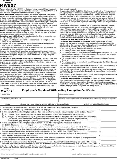 Maryland Mw507 Form 2023 Printable Forms Free Online