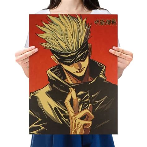 JUJUTSU KAISEN ANIME Charakter Gojo Satoru Cartoon Poster Retro Kraft